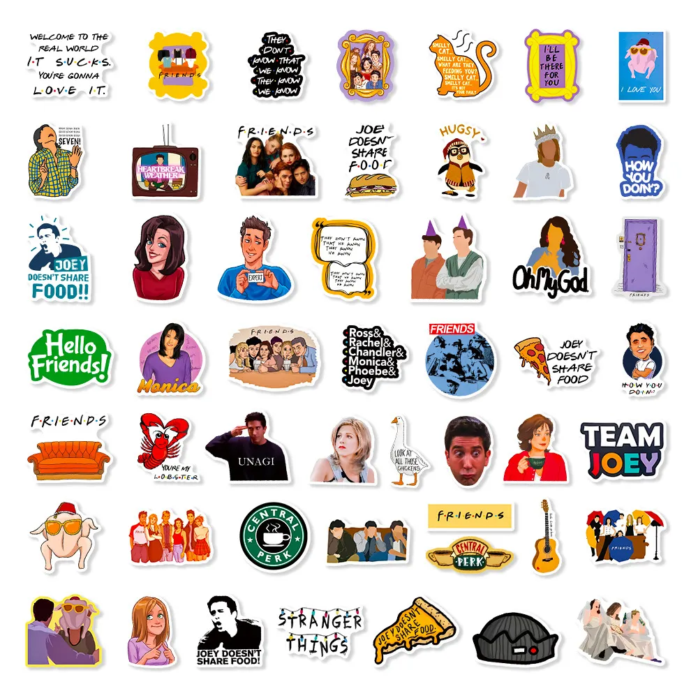 10/30/50psc Friends TV Show Letter Anime Stickers Skateboard Laptop ...