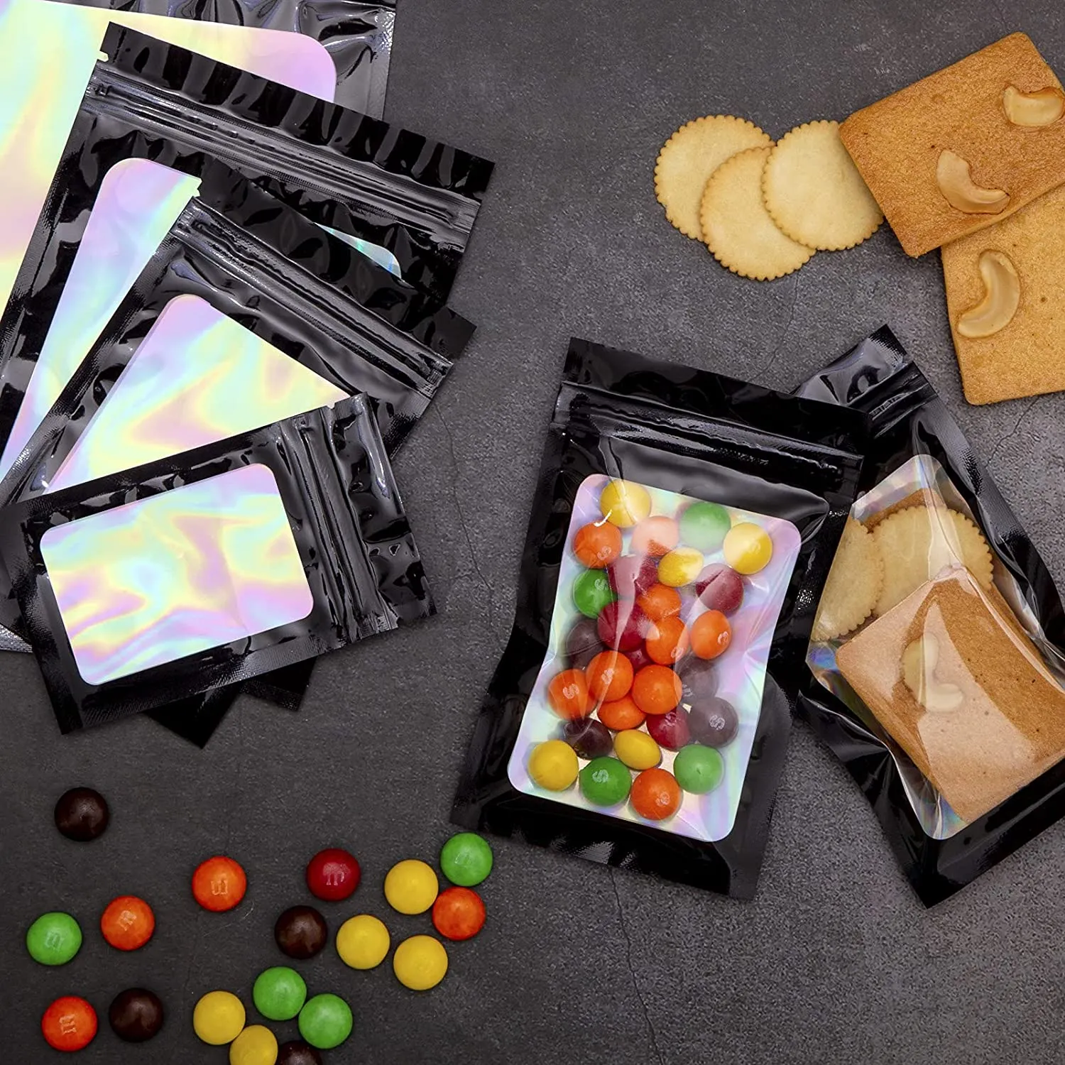 DHgate.com:Black Holographic Laser Ziplock Bags - 50 Pack Plastic Foil ...