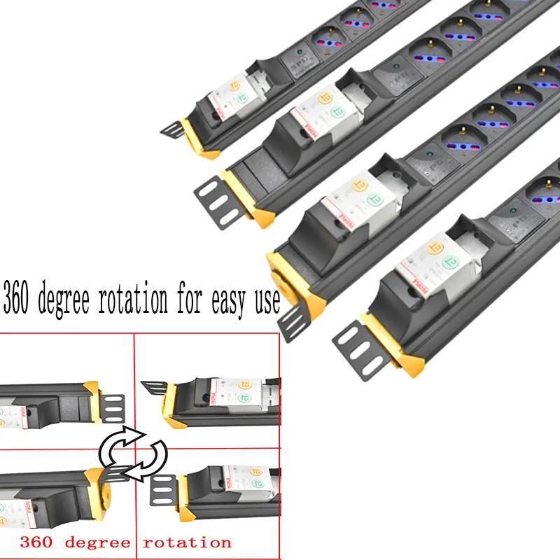 360° Rotatable Surge-Protected Smart PDU Power Strip with WiFi Switch and 1-9 Way German/Italian ...