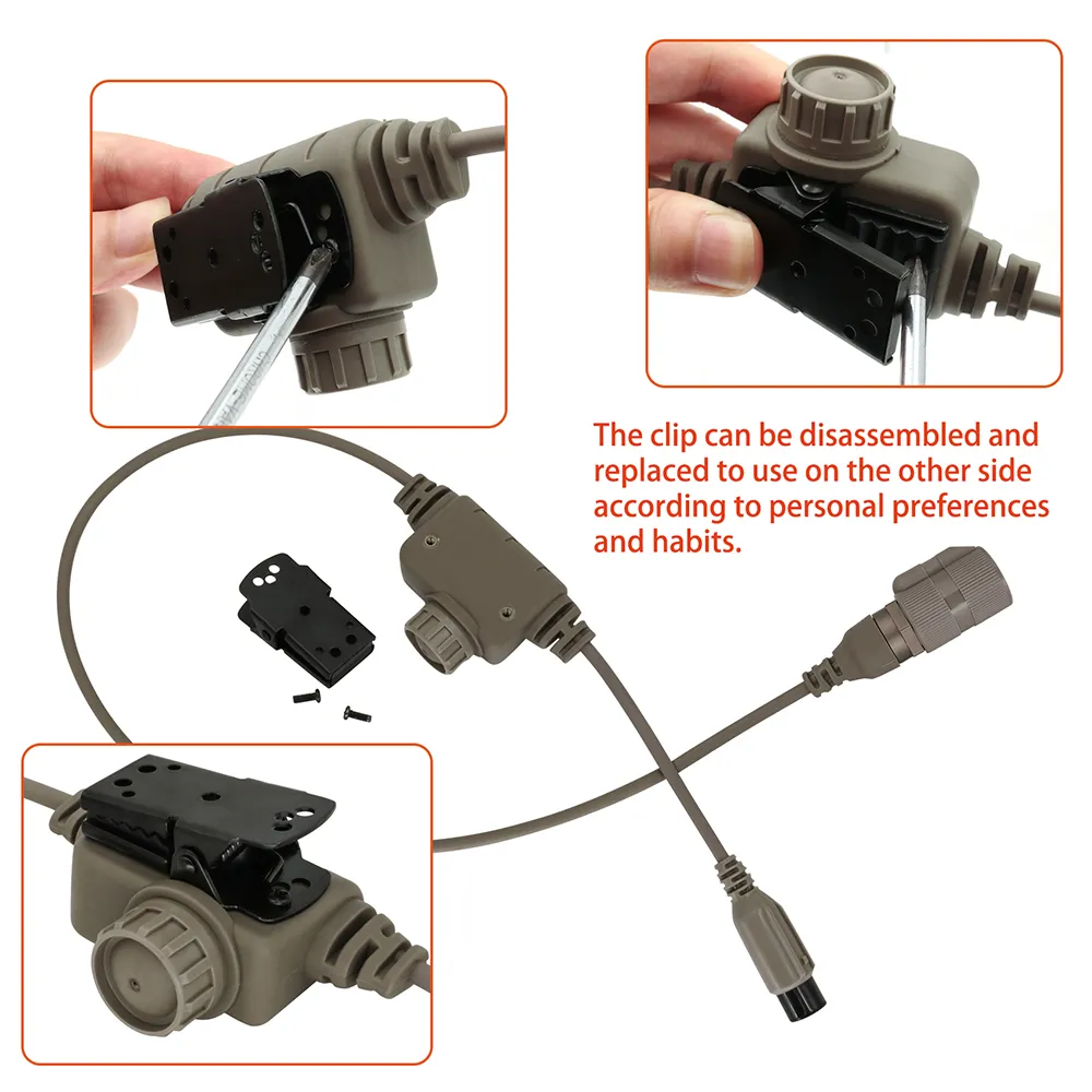 Tactical Headset Walkie Talkie: Military PTT For PRC 163/148/152 Harris ...