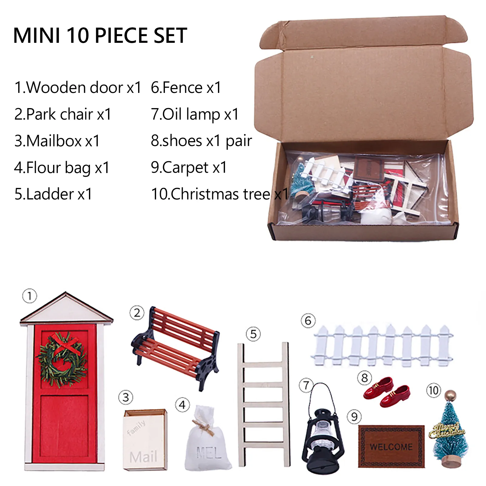 DHgate.com:Christmas Red Fairy Doors Set: Miniature Elf Door & Ladder ...