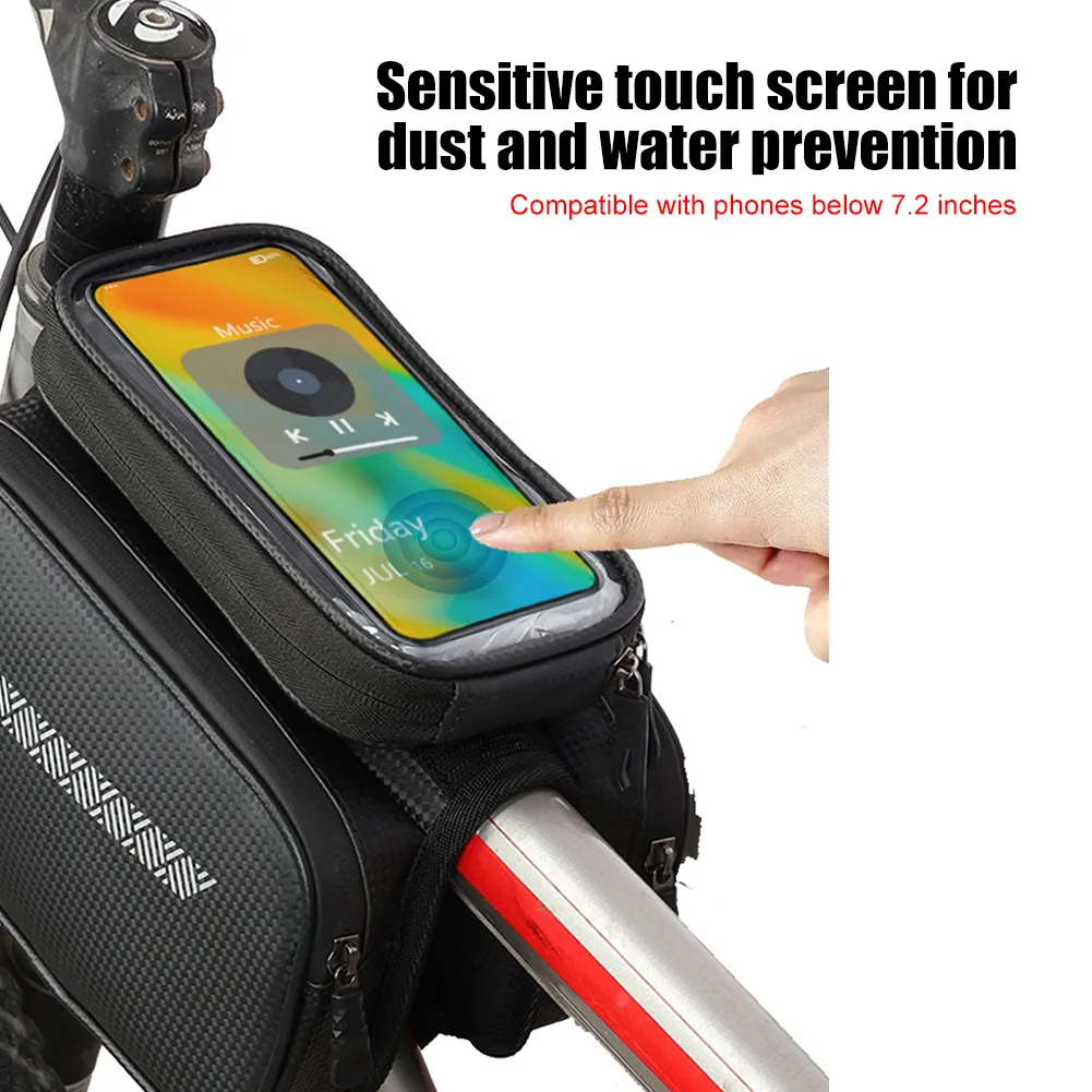 5L Bicycle Phone Pouch: Large Capacity Bike Frame Bag Cycling Top Tube ...