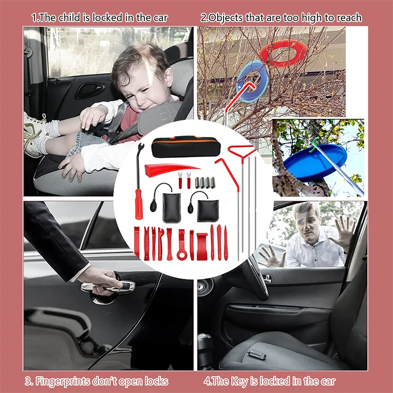 Complete Car Door Lockout tool set with Long Range Reach Hooking Key ...