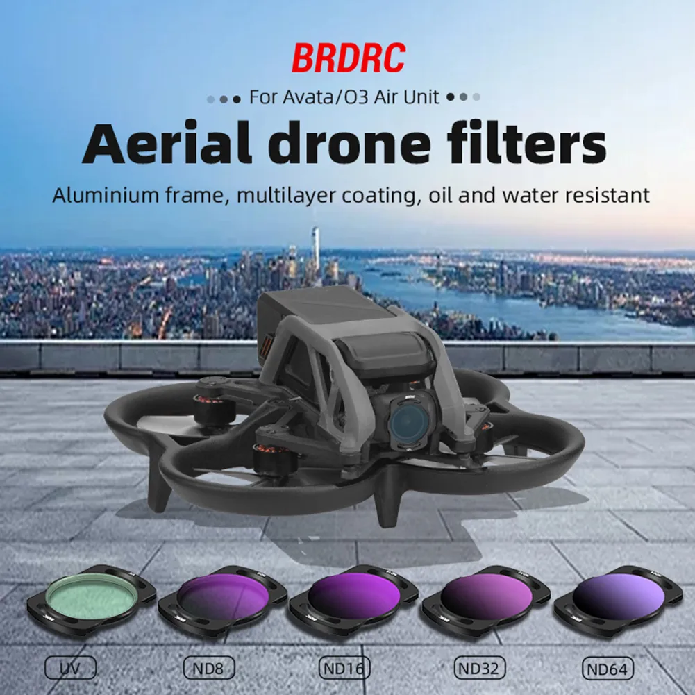 4-Pack Waterproof Drone Lens Filters - UV, CPL, ND8-32 - for DJI O3 Air ...