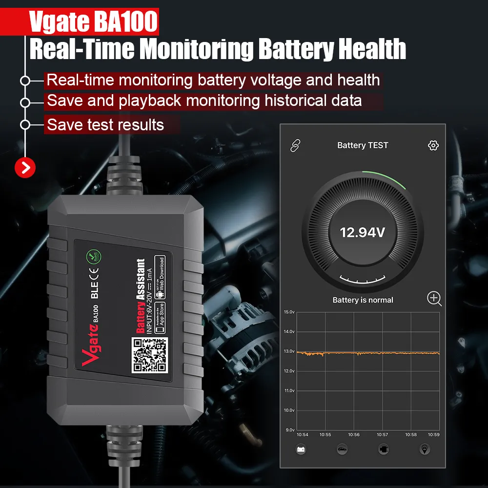 Automotive Battery Analyzer - 12V Car Battery Diagnostic Tool with ...