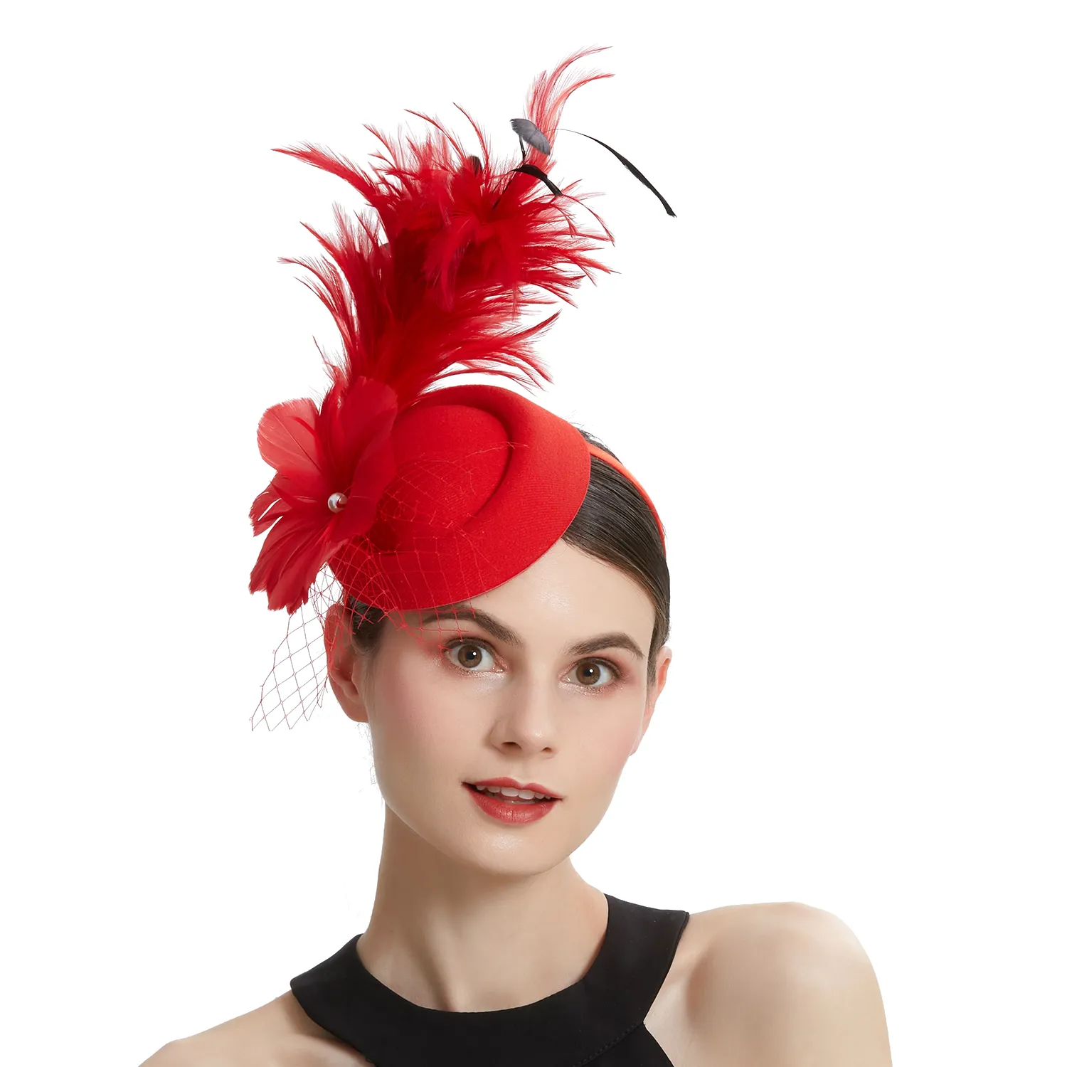 Flower Fascinator c hat with Veil Mesh, Bridal Wedding Headband, and ...
