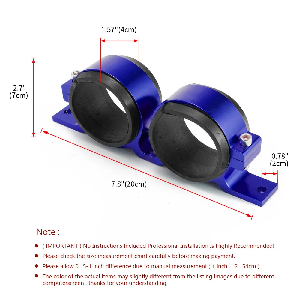Aluminum Dual Twin Fuel Pump Mount Bracket 60mm Fuel Filter Clamp ...