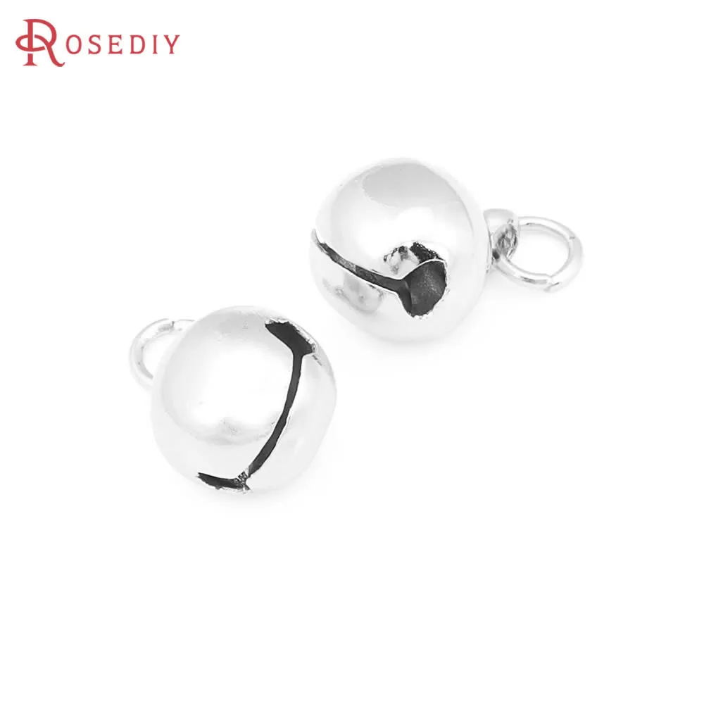 5MM 6MM 8MM 10MM 24K Gold Color Plated Brass Bell Beads Bracelet Charms ...