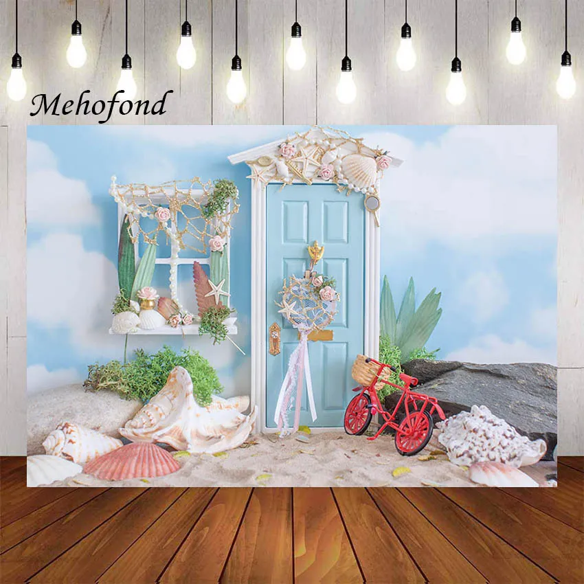 Beach Photo Backdrops Summer Beach Starfish Conch Shell Kids Birthday ...