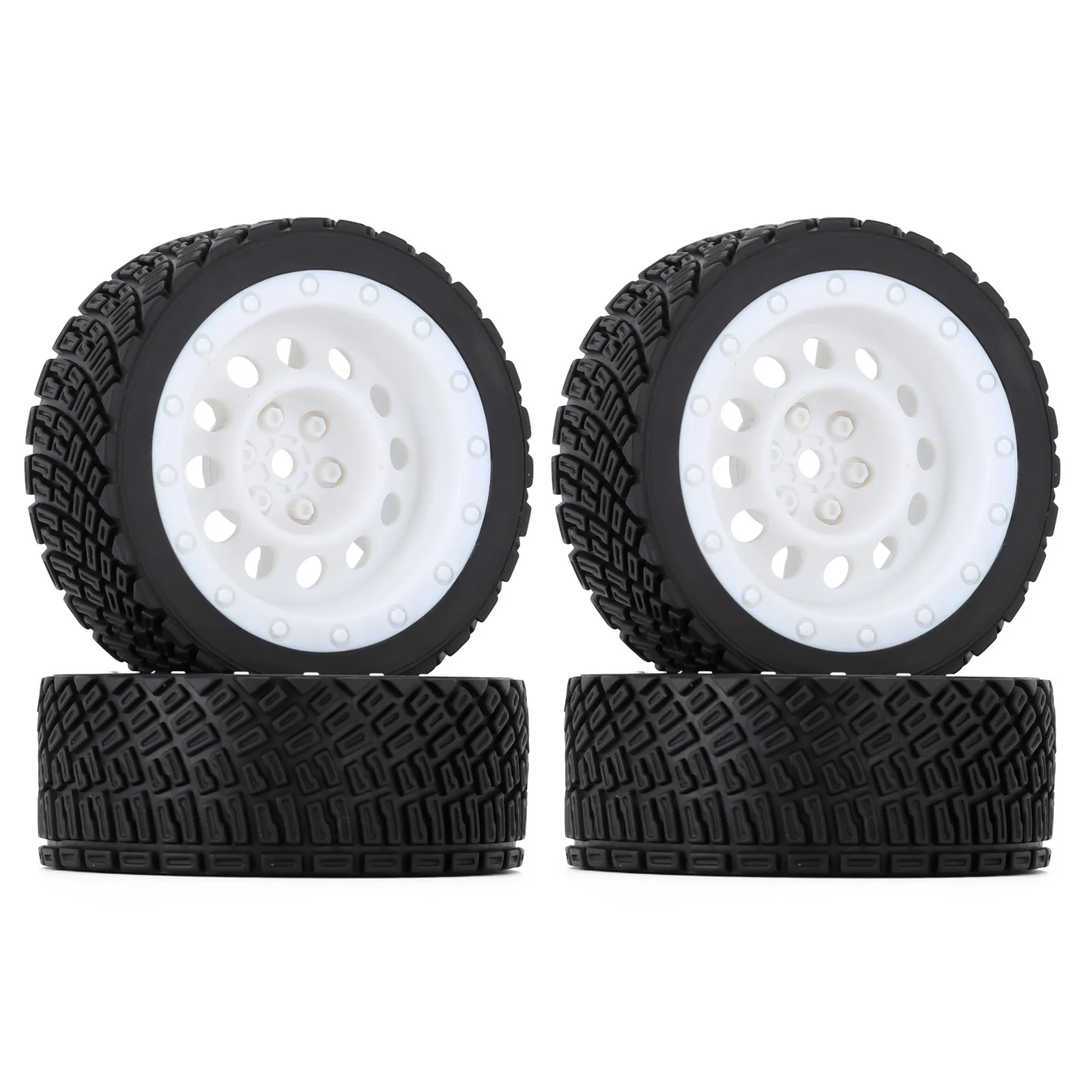 4-Pack1/10 RC Rubber Tires, Plastic Rim Tyres for Rally RC Crawler Car ...
