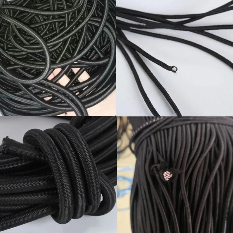 10m Black Strong Elastic Rope Cord Bungee Shock Cord Stretch String ...