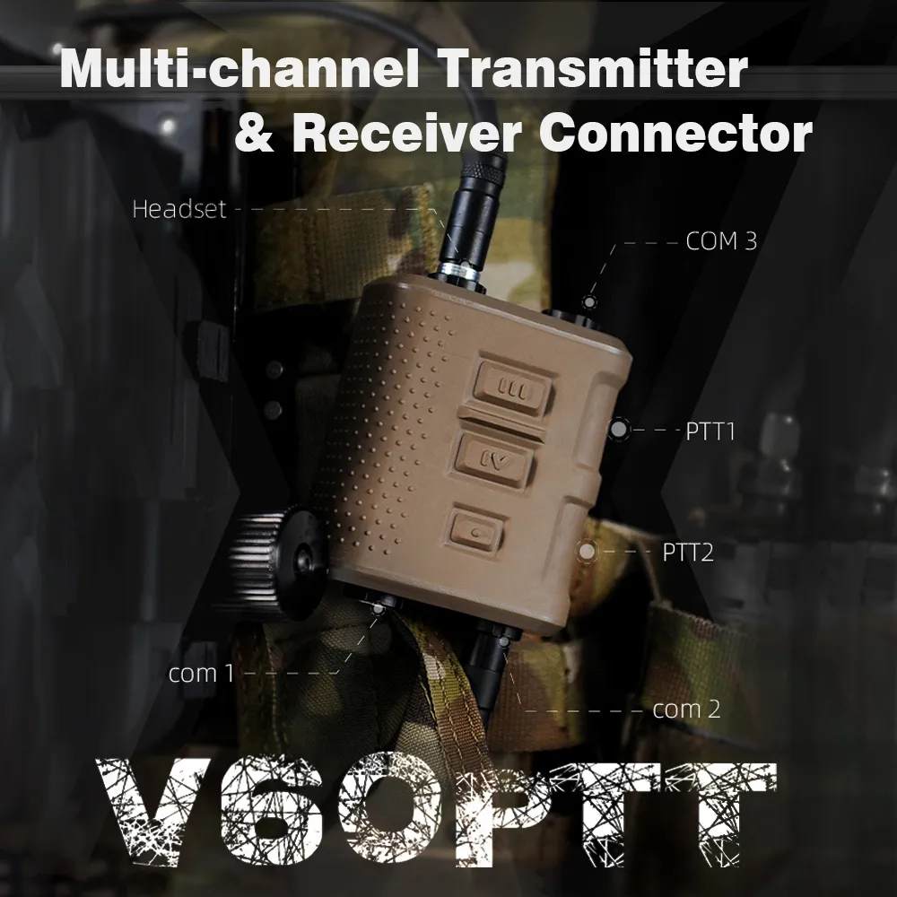 KRYDEX FCS V60 PTT Tactical studio transmitter link Receiver Connector for AMP Comtac III ...