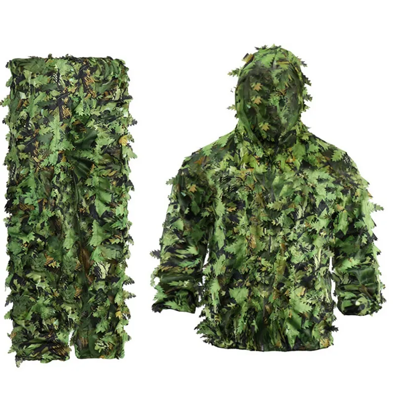 Sticky Flower Bionic Leaves Camouflage Hunting Ghillie Suit, Woodland ...