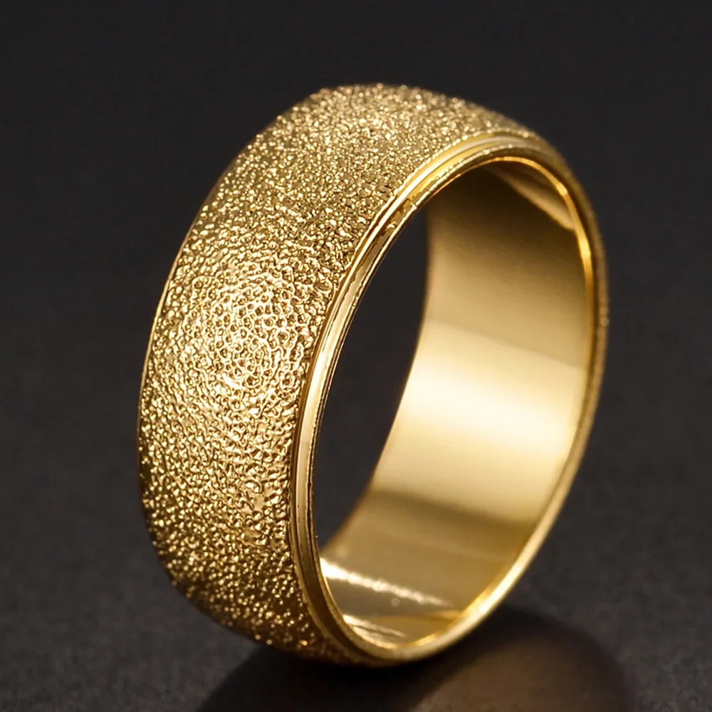 Frosted Gold Wide Ring: Simple Style for Men & Women, Wedding ...