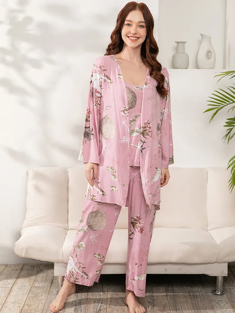 DHgate.com:Viscose 3-Piece Pajama Set for Women: Comfy Loose Homewear ...