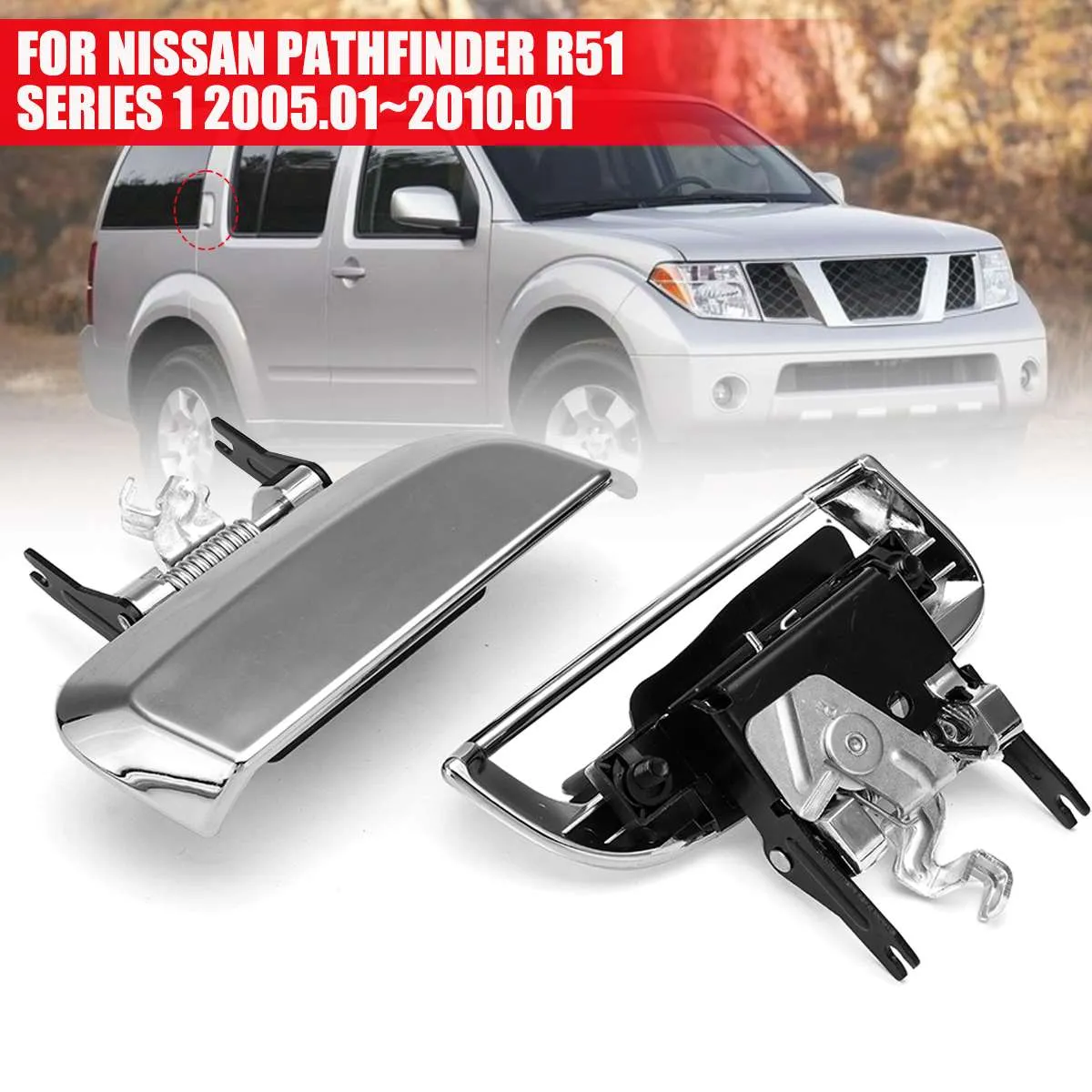 Set of 2 Car Rear Exterior Door Handles - Compatible with Nissan ...