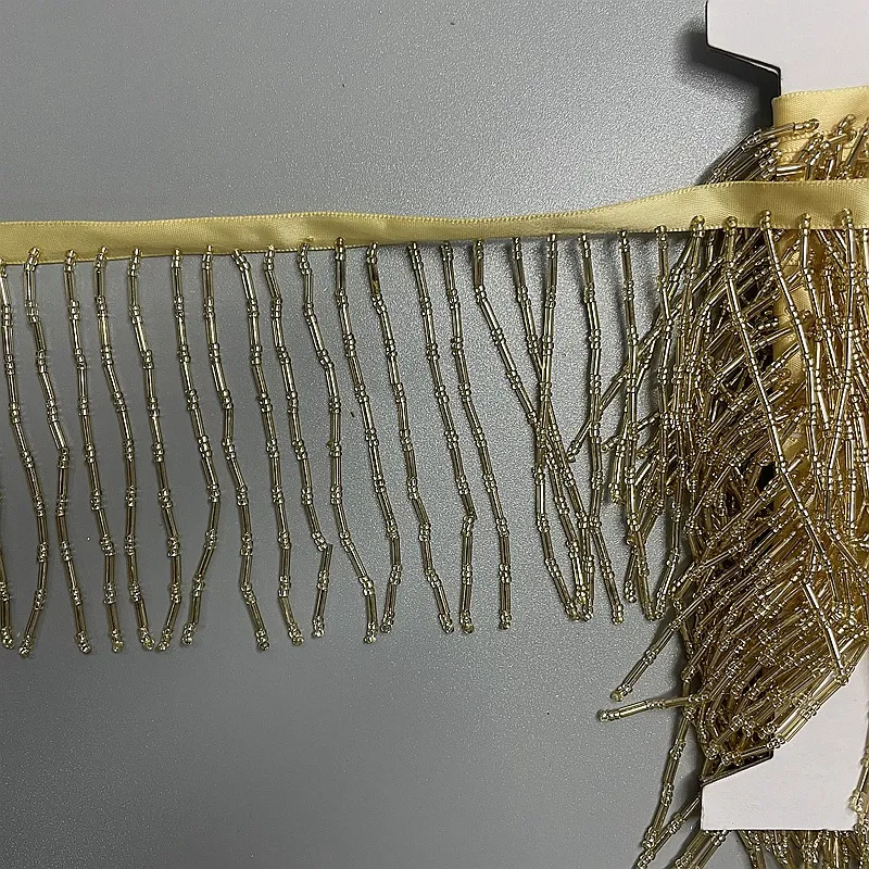 1Yard Gold Black Red Fringe Beaded Tassel Trim Lace 10CM Tube Beads ...