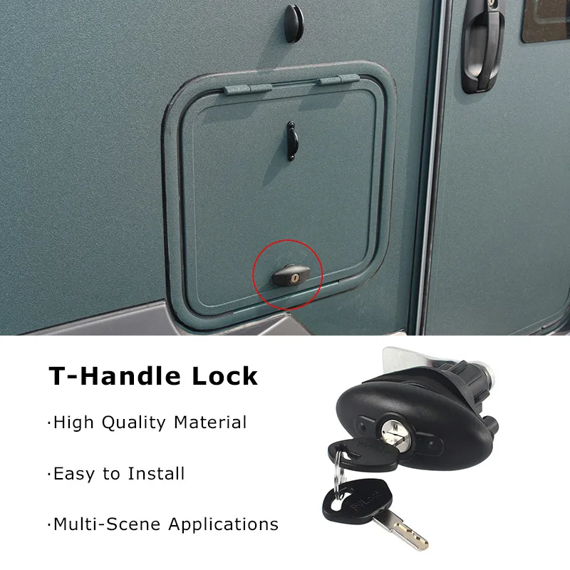 RV T Handle Lock Hatch Door 2 Keys, Heavy Duty Steel, Camper, Trailer ...