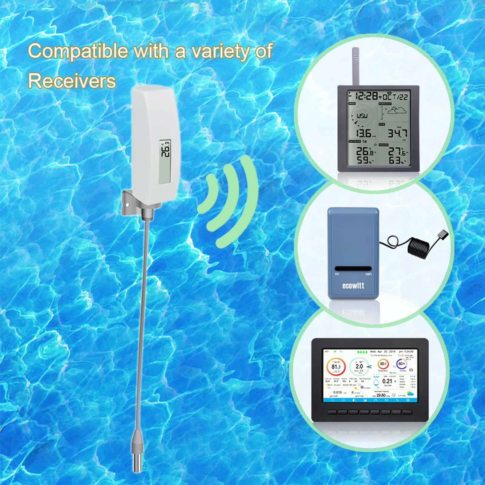 Ecowitt WN34L Digital Pool digital thermometer with LCD Display ...