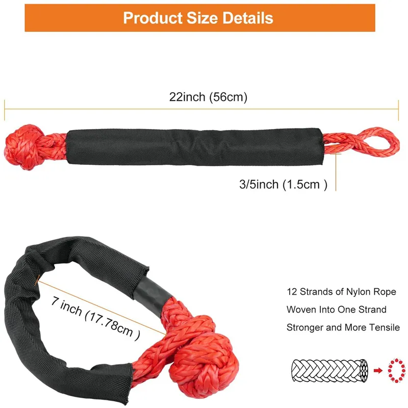 38,000 lbs Synthetic Soft soft recovery shackle with Protective Sleeves ...