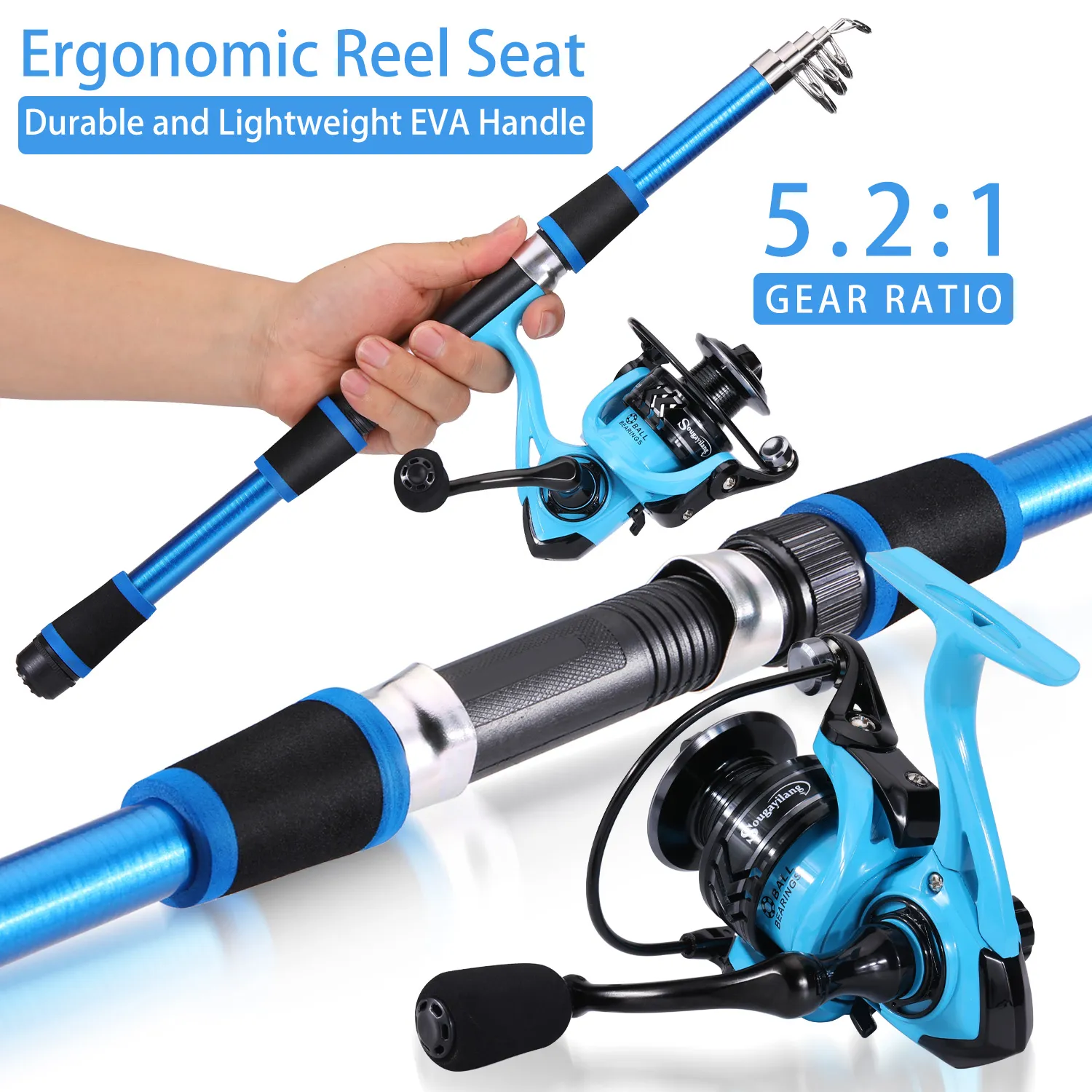 DHgate.com:Sougayilang 1.8M Glass Fiber EVA Handle Telescopic Fishing ...