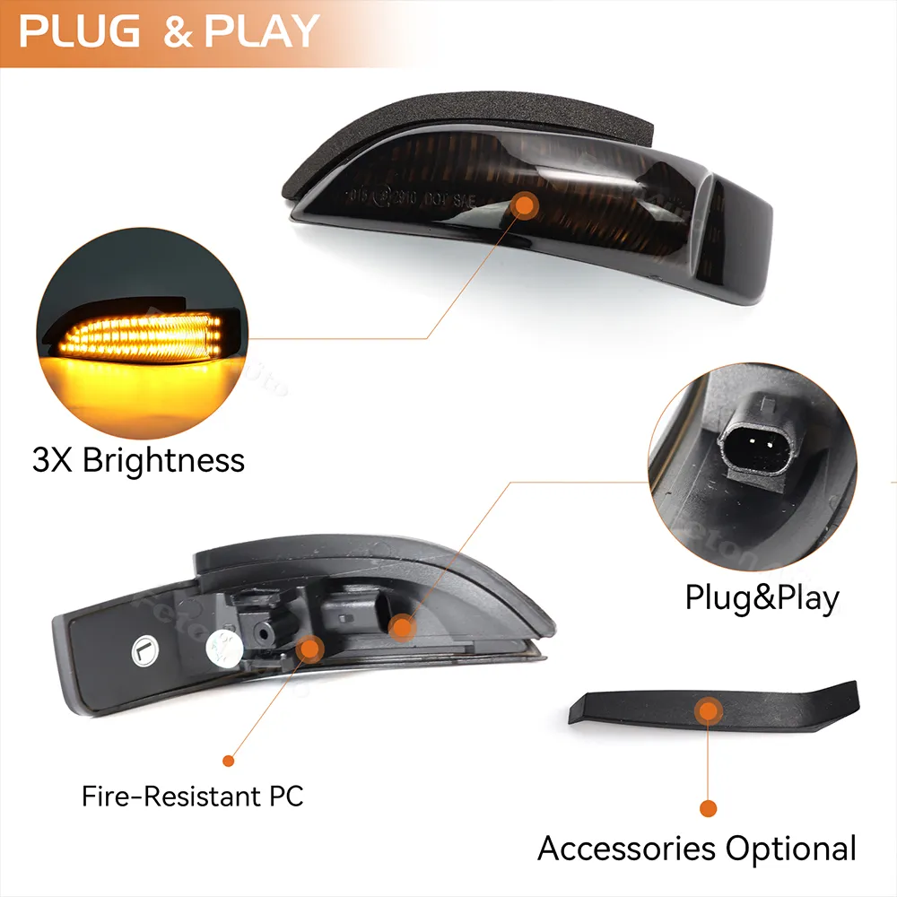 LED Sequential Turn Signal Lights - Dynamic Amber Side Mirror ...