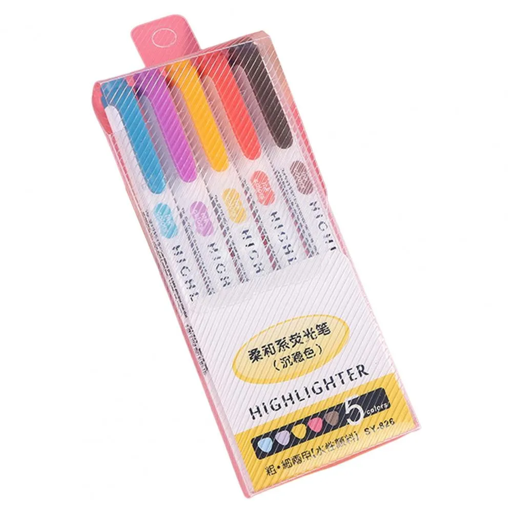 5-Pack Vivid Hues Highlighter Pens | Smooth Grip, No-Slip | Oblique Tip ...