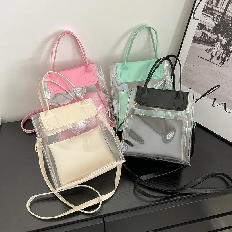 Clear PVC Tote Bags For Women Transparent Beach Handbags & Purses From ...