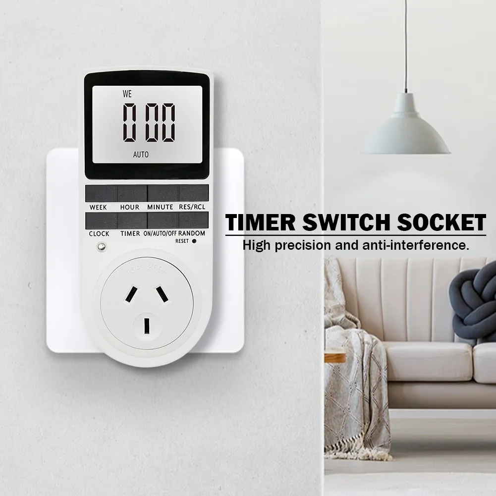 Digital Programmable Timer Switch Socket Au Plug Rechargeable Battery Electronic Timer Switch
