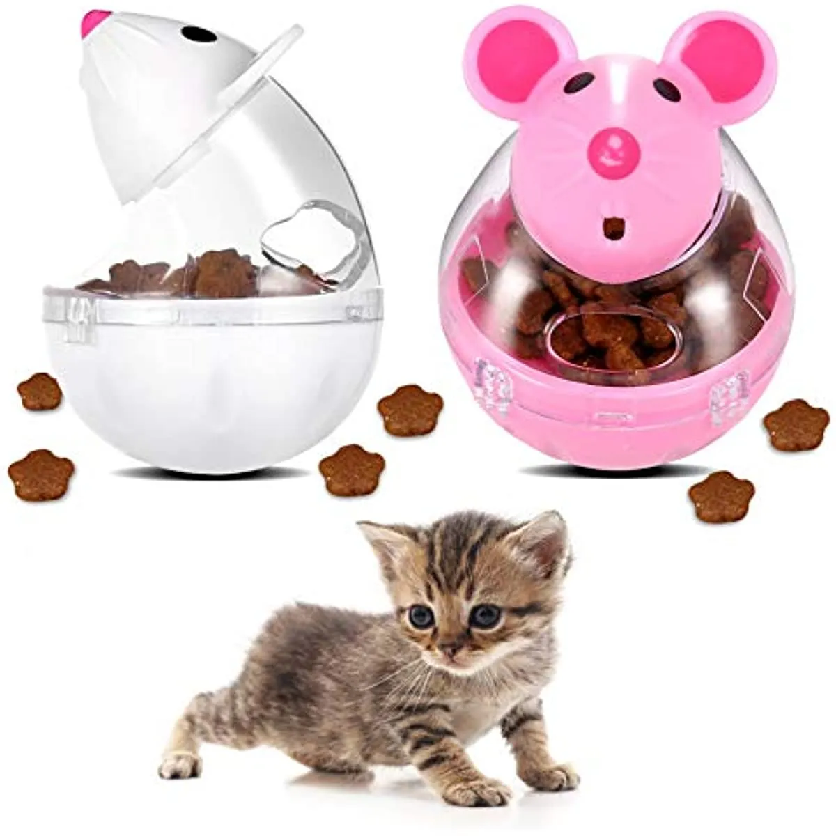 Mice-Shaped Cat Food Ball Dispenser, Slow Feeder Tumbler Cat Treat Toy ...
