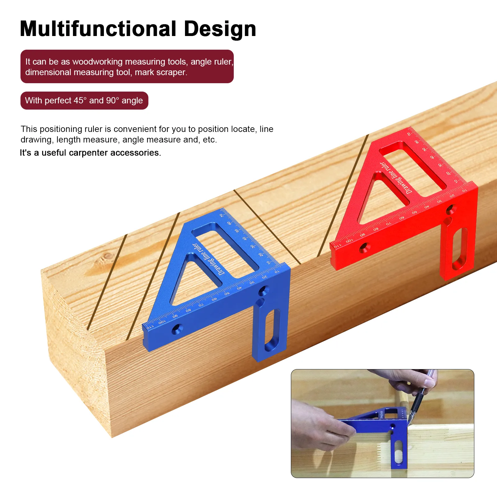 DHgate.com:Aluminum Alloy Multi Angle Measuring Ruler Woodworking ...