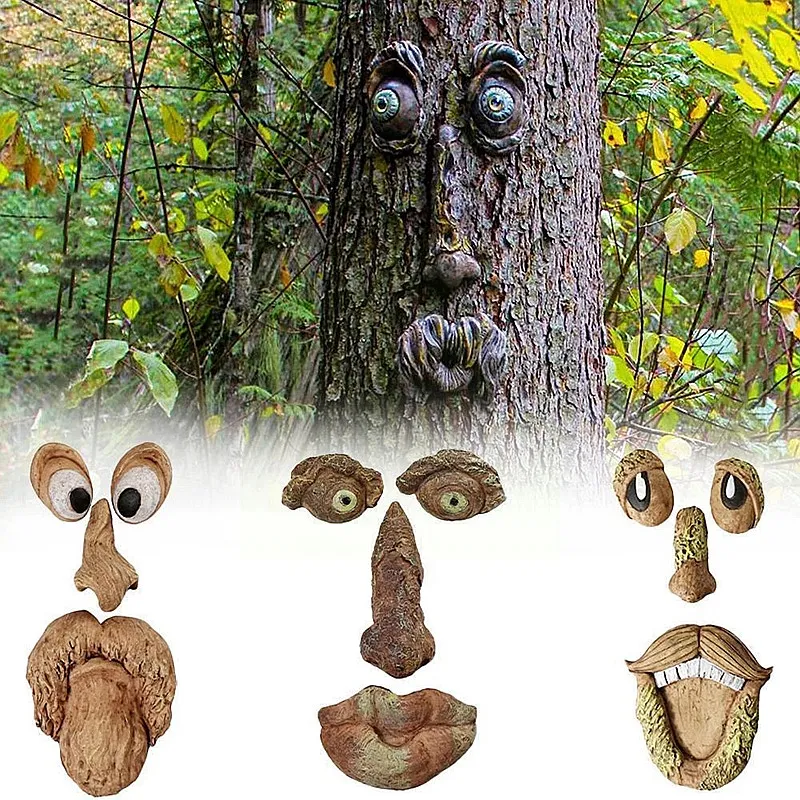 Bark Ghost Face Facial Sculpture - Old Man Tree Hugger Yard Art home ...