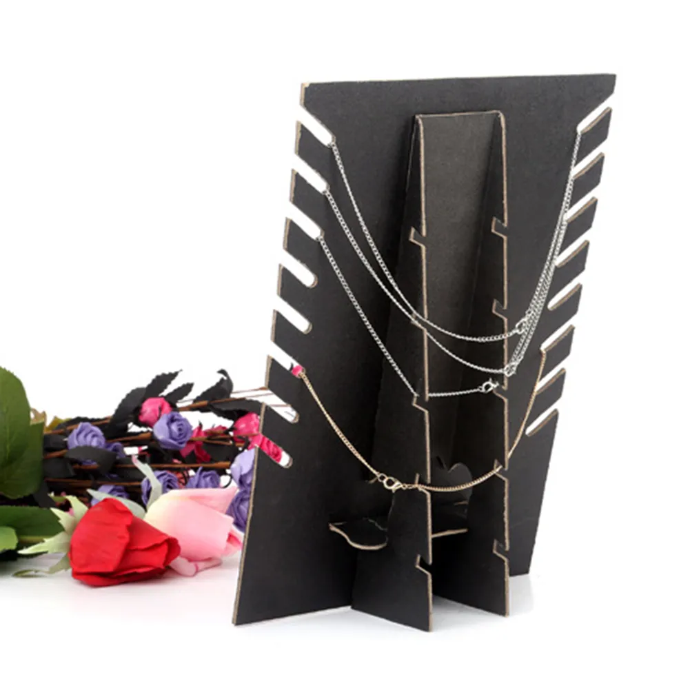 Black Velvet Necklace Display Stand - 5 Notches Jewelry Organizer Rack ...