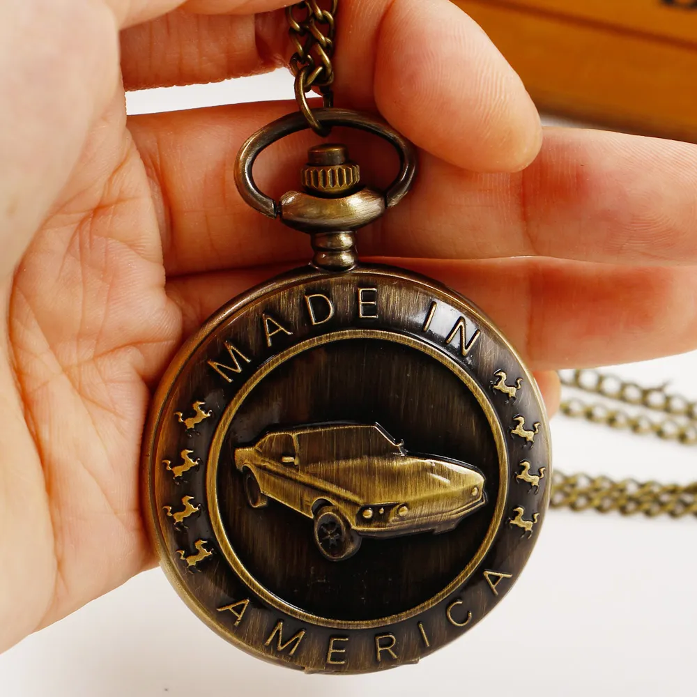 Mens Pocket Watches Vintage Car Design Quartz Fob Watch Steam Punk ...