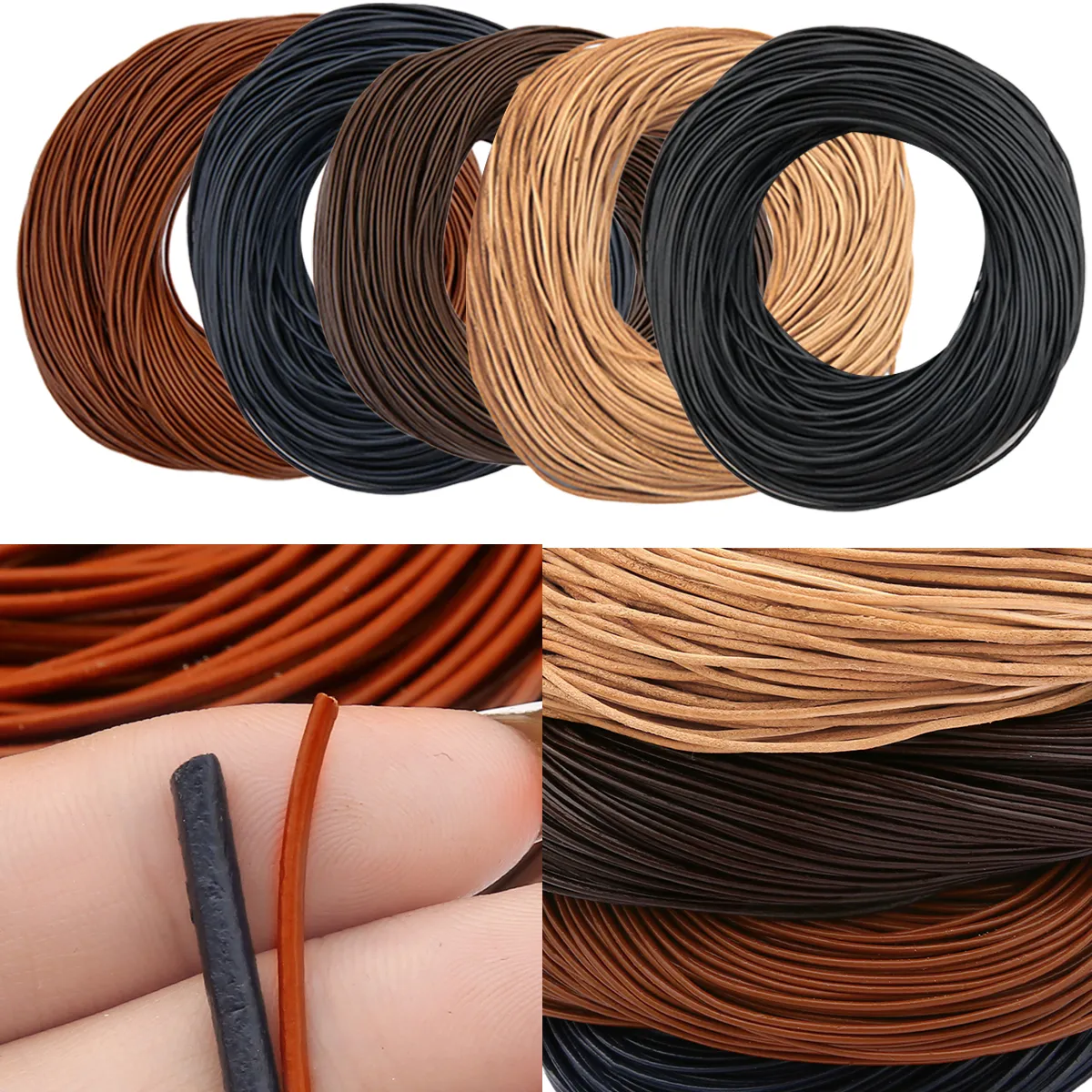 6mm Black Leather Cord For Jewelry Making Genuine Natural Dark Brown ...