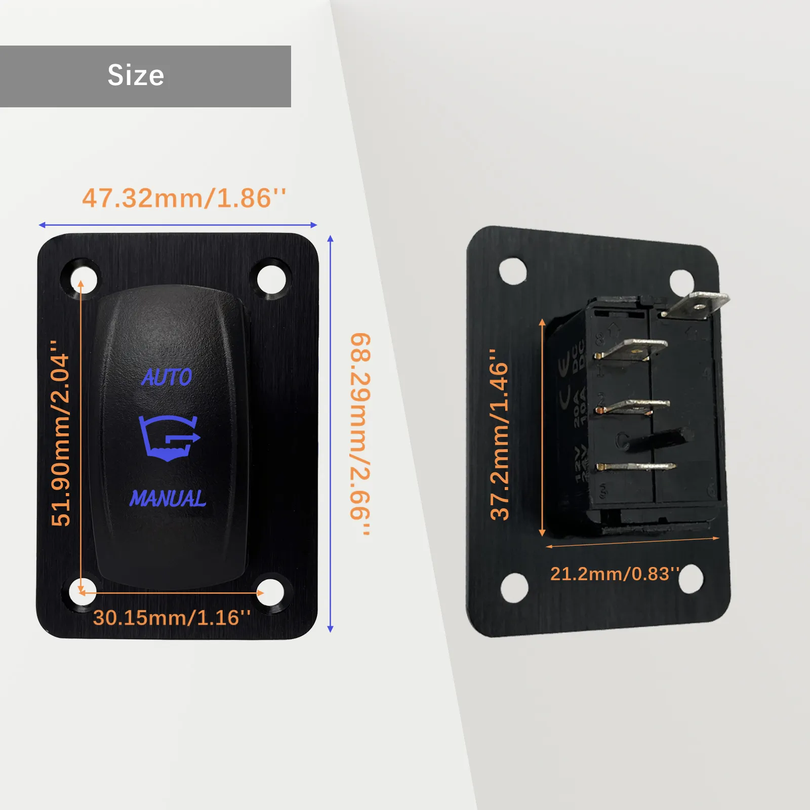 Bilge Pump Rocker Switch Panel 3 Way Auto/Manual, 4 Pin ON OFF ON SPDT ...