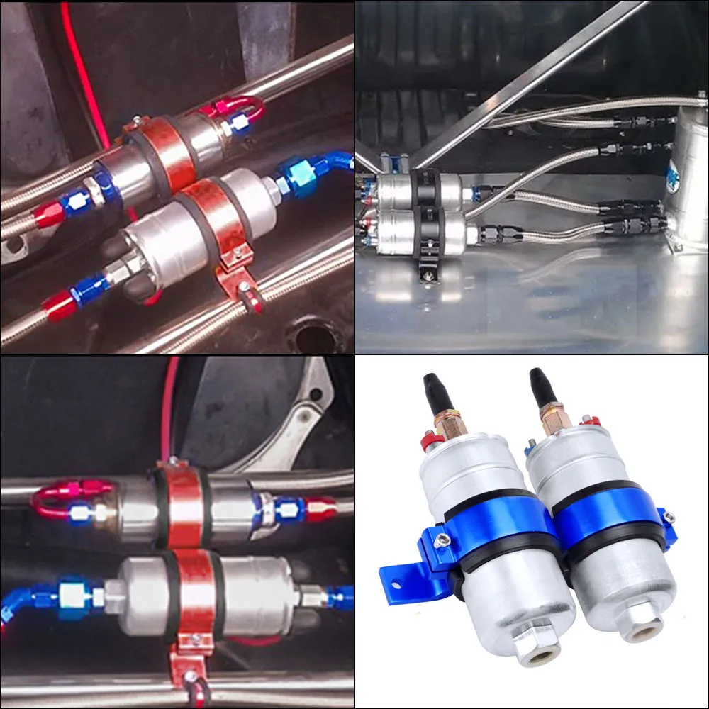 Aluminum Dual Twin Fuel Pump Mount Bracket 60mm Fuel Filter Clamp ...