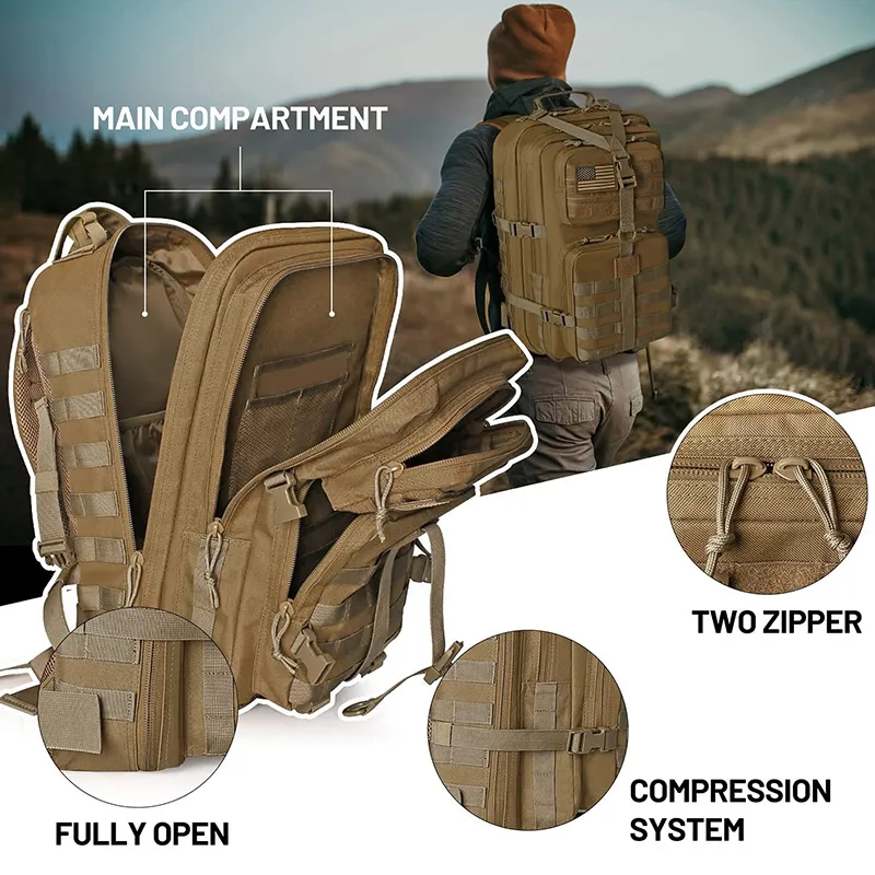 40L Military Tactical travel backpack with Molle System for Outdoor ...