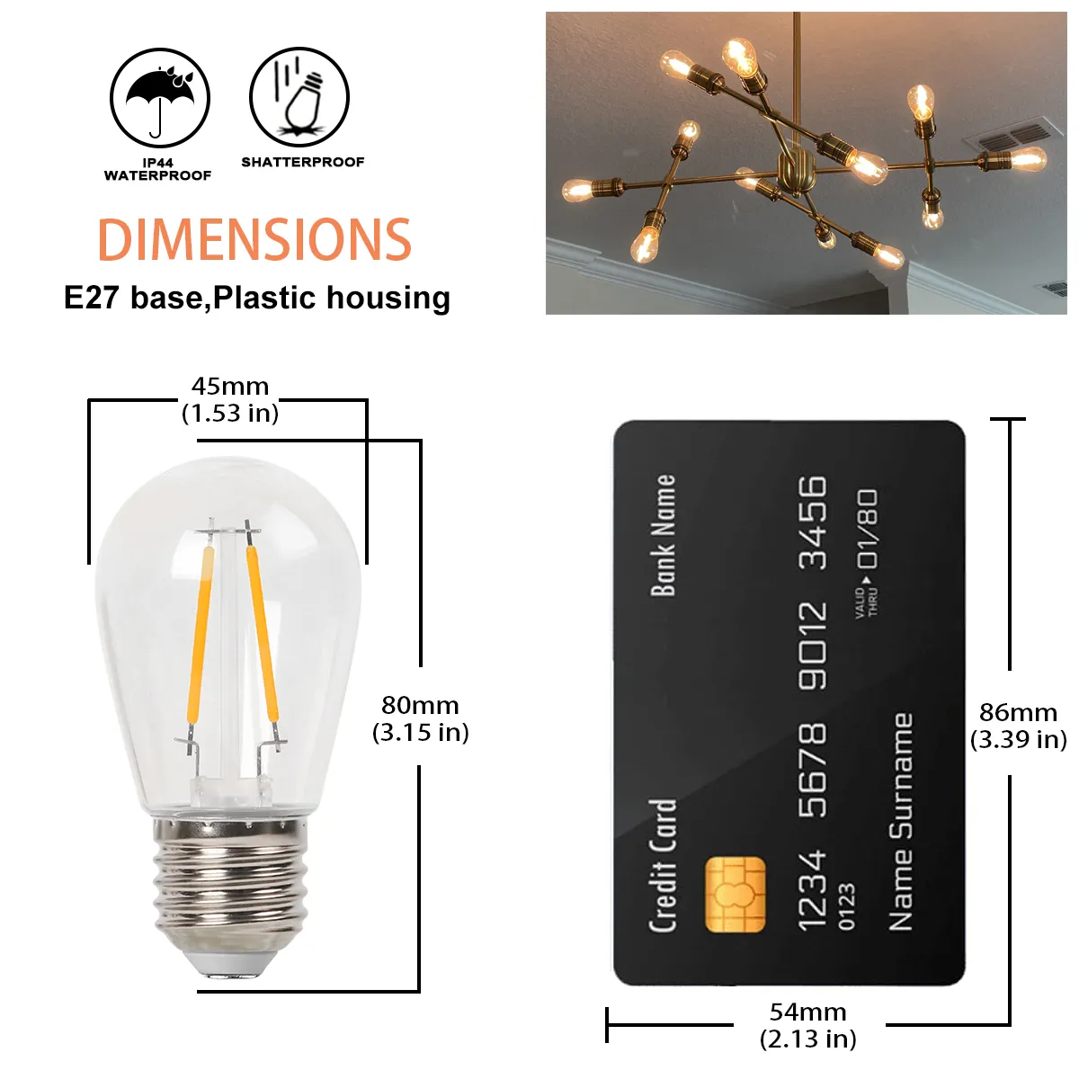 DHgate.com:Shatterproof S14 LED Filament Light Bulbs 1W/2W, E27, Pack ...