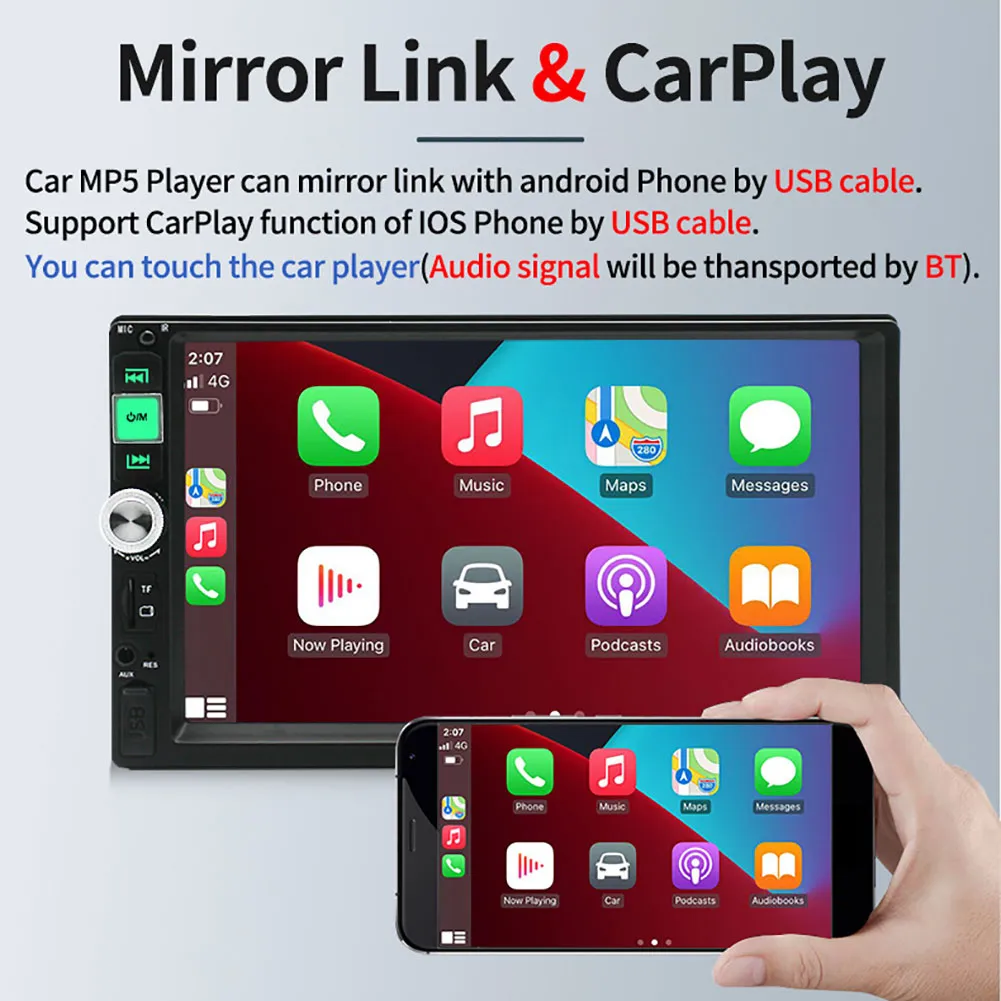 7 Inch 2 Din Car Radio Touch Screen Bluetooth MP5 Player - USB, TF, FM ...