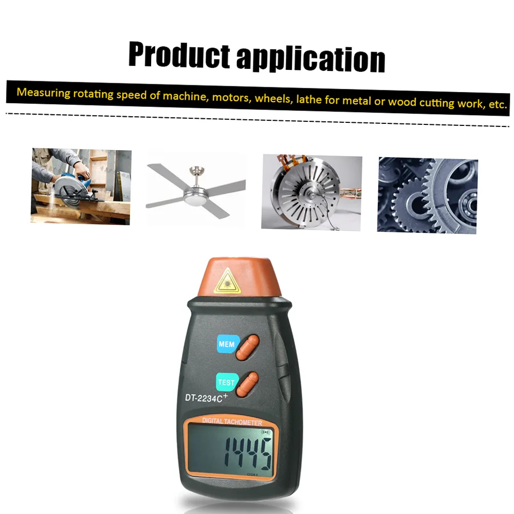 Handheld Digital Photo Tachometer Laser Non-Contact Motor Speed Meter 2 ...