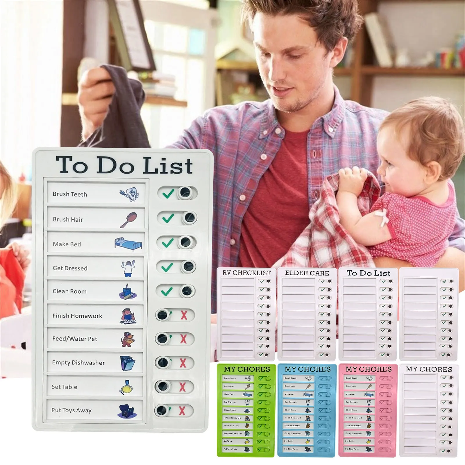 Portable RV chore chart chores for Adults and Kids - Detachable Plastic DIY Checklist Board for ...