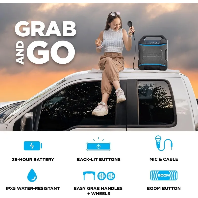 ION Audio Block Rocker: Portable Bluetooth Party Speaker with Karaoke ...