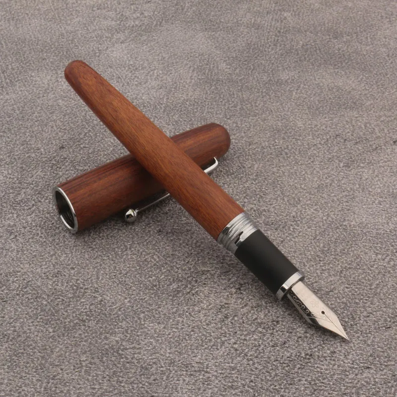 Exquisite Brown Walnut Wooden Fountain Pen: Smooth Writing, Screw-Off ...