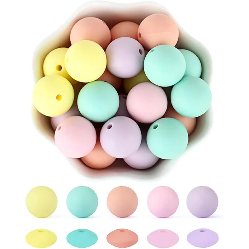 Silicone Teething Beads for Baby Pacifier Chains and Teether Toys, 12 ...