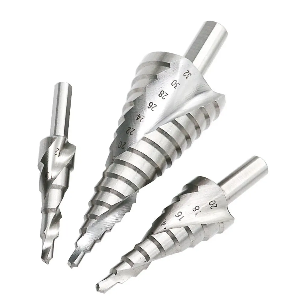 HSS Step Drill Bit Set, 4-12mm/4-20mm/4-32mm Triangle Handle Titanium ...