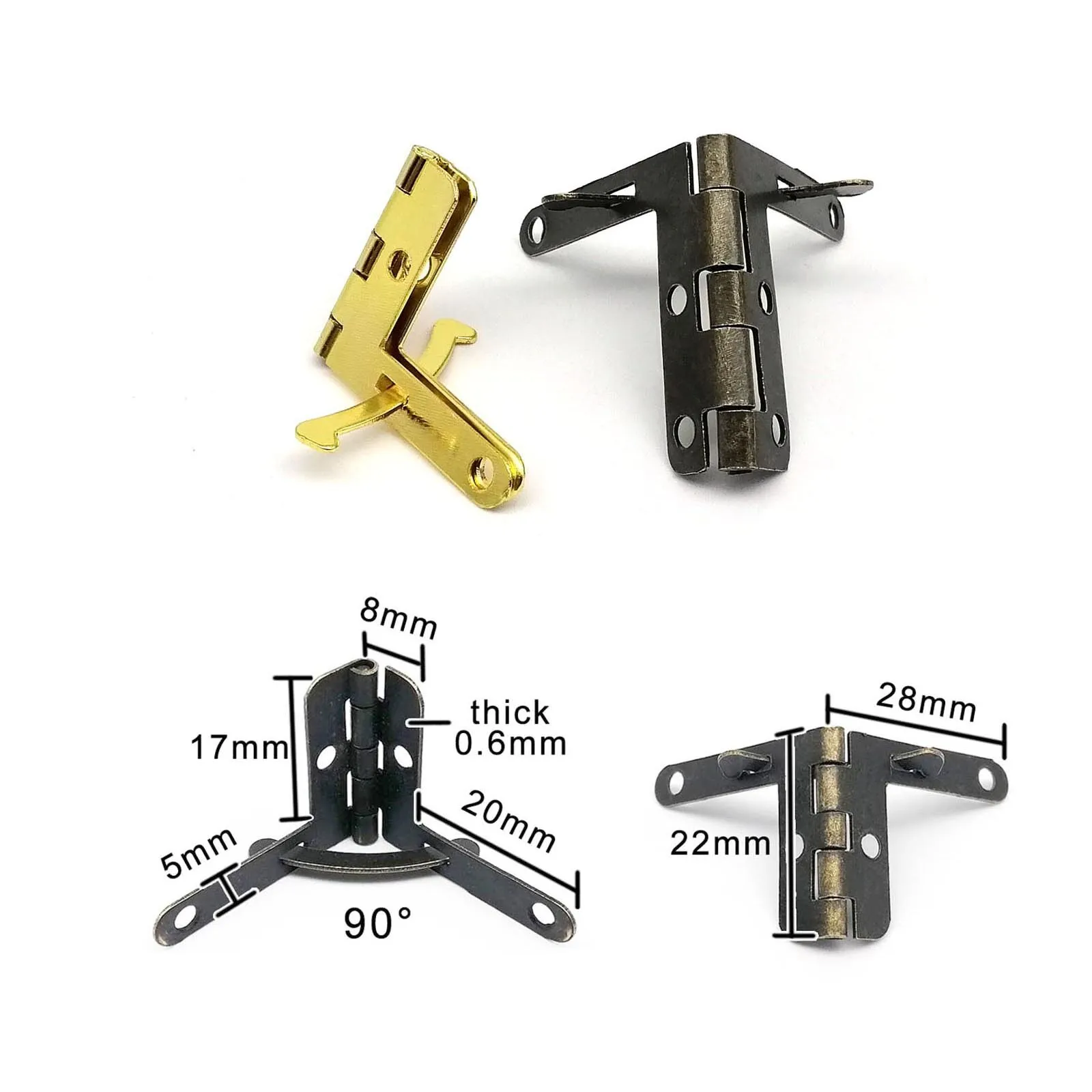 Jewelry Box Hinges: Support Spring Hinge With Screws, L Shape 90 Degree ...