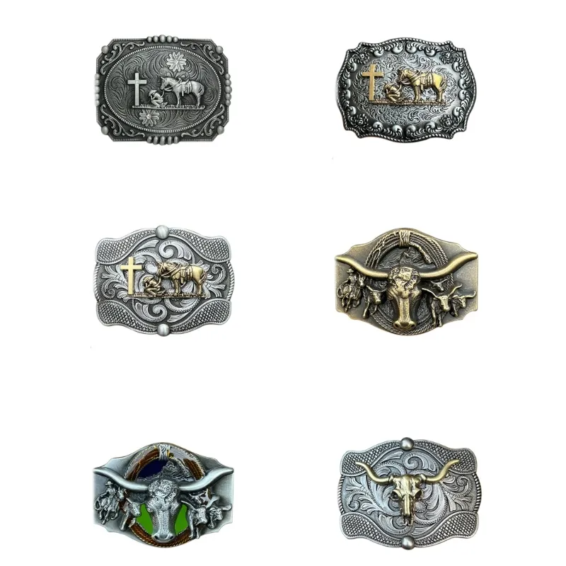 Vintage Multiple Type Engraves Pattern Belt Buckle Metal Adult ...
