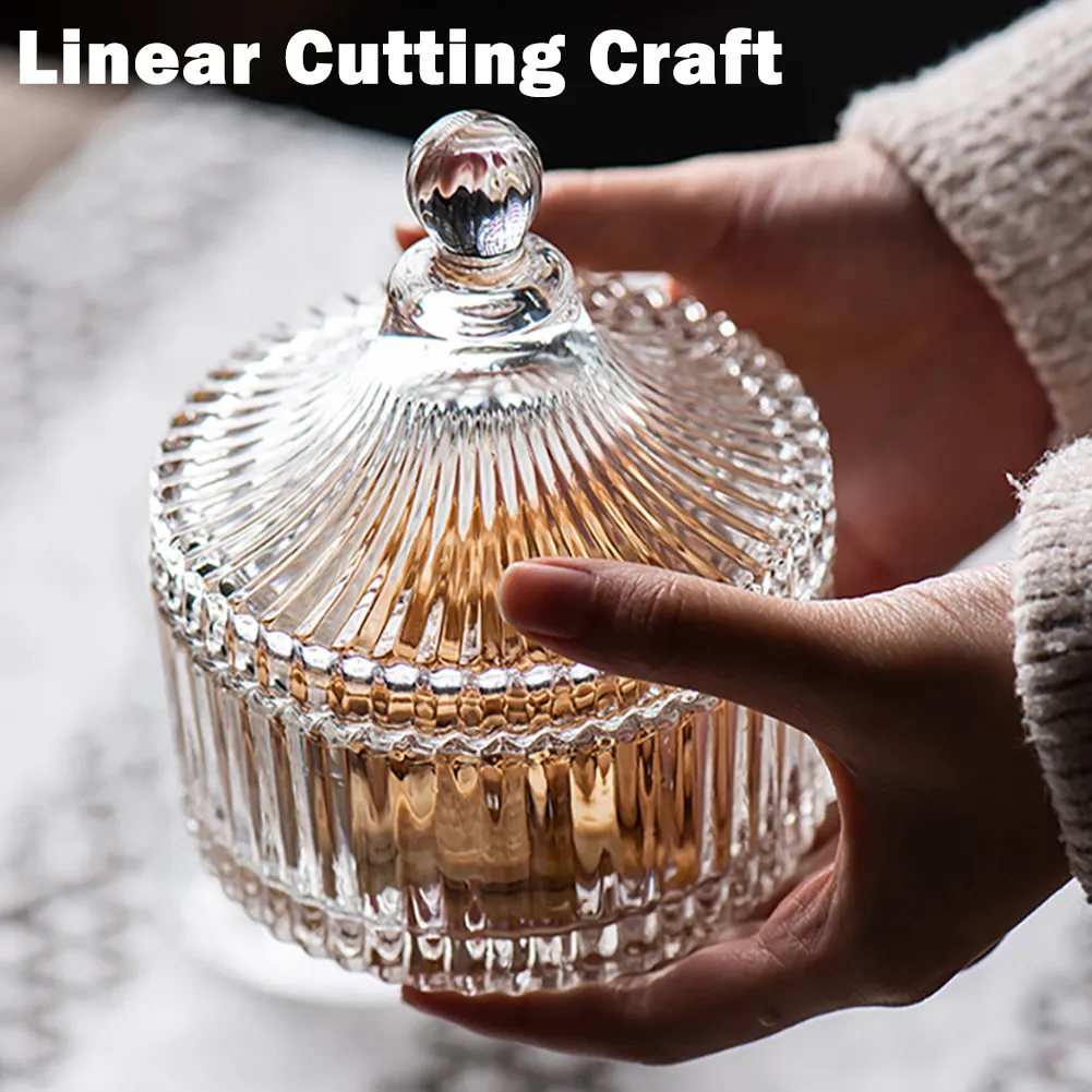 300ml Crystal Glass Storage Jar with Airtight Lid, Decorative Clear ...