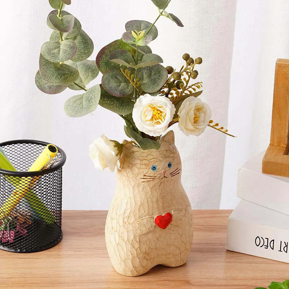 Solid Wood Handmade flower vase with flowers - Tall Floor Vasing for ...